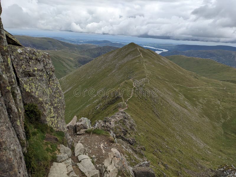 Climbing Striding Edge in the Lake District Stock Photo - Image of ...