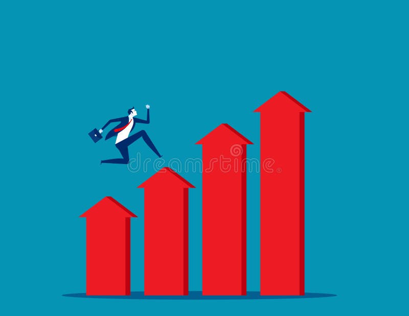 Climbing To Economic Success. Development and Growth, Flat Cartoon ...