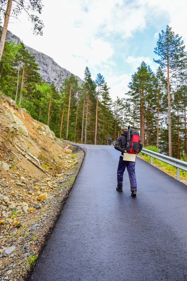 Climbing To Trolltunga, Norway Stock Photo - Image of norwegian, famous ...