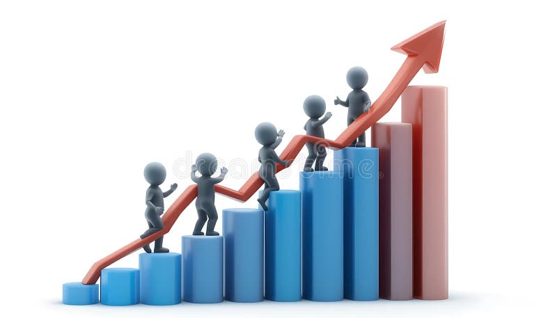 Climbing Up the Graph People on the Rise Chart Concept Stock ...