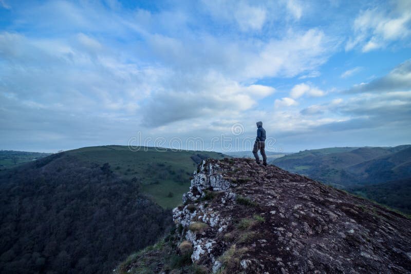 Climbing Up In The Mount On The Morning In The Peak District, Thor Cave ...