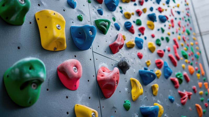 Climbing Wall with Colorful Holds Stock Photo - Image of colorful ...