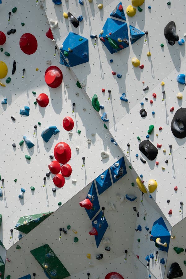 Climbing Wall with Colorful Rocks Stock Photo - Image of hand ...