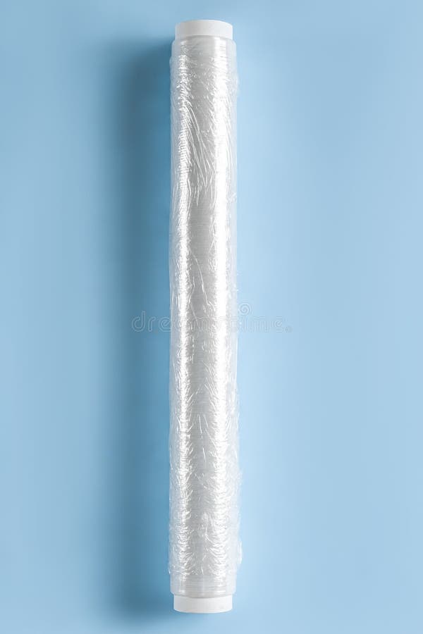 Cling Film on a Blue Background. Stock Photo - Image of plastic, food ...