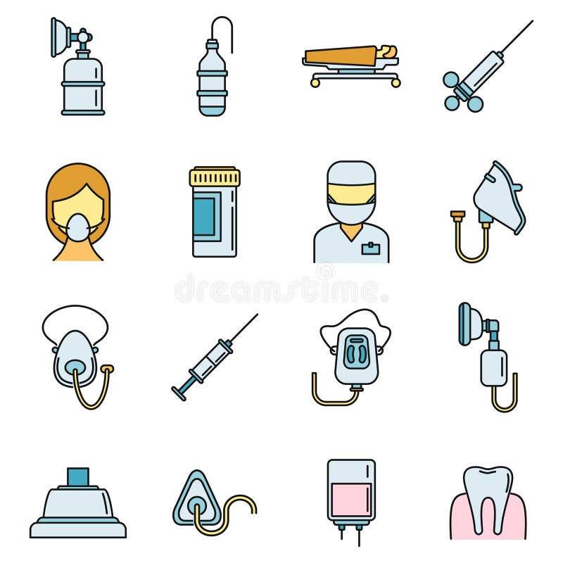 Clinic Anesthesia Icons Set Vector Color Stock Illustration ...