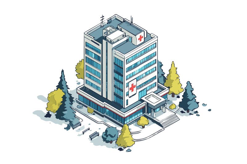 Clinic Building Isometric Isolated Stock Vector - Illustration of ...