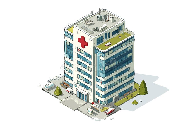 Clinic Building Isometric Isolated Stock Vector - Illustration of ...