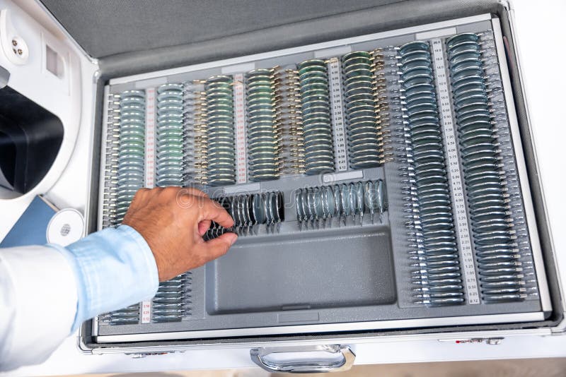 Close Up of Males Hand Talking Optometric Equipment Stock Image - Image ...