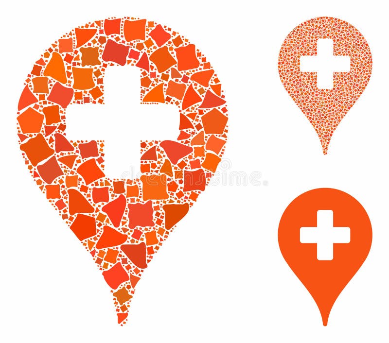 Clinic Map Pointer Composition Icon of Raggy Elements Stock ...