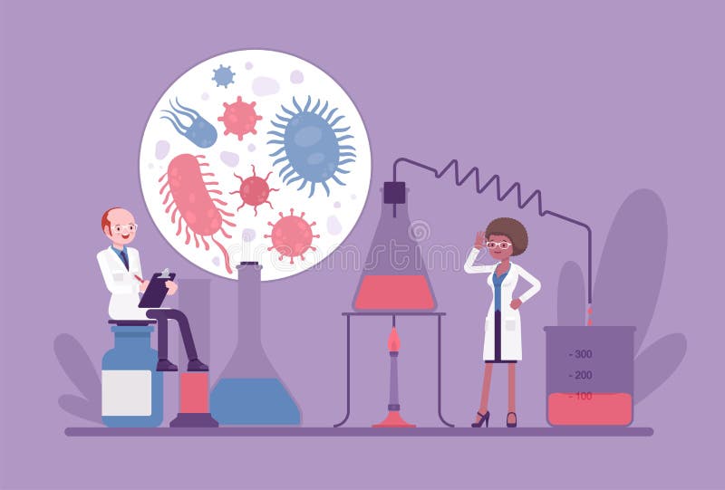 Clinic Scientists Working in Laboratory, Germs, Viruses, Bacteria Lab ...