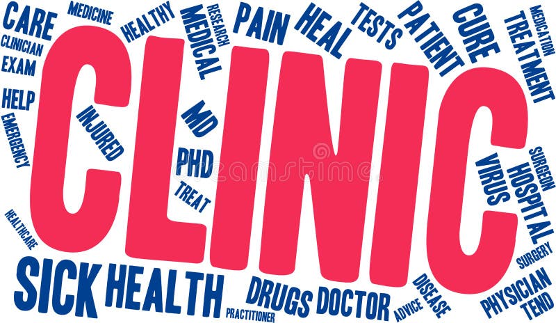 Clinic Word Cloud stock vector. Illustration of exam - 108484679