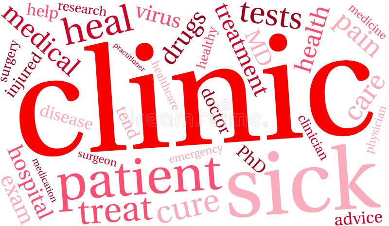 Clinic Word Cloud stock vector. Illustration of exam - 108484679