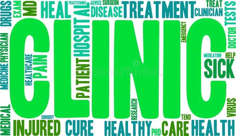 Clinic Word Cloud stock vector. Illustration of exam - 108484679