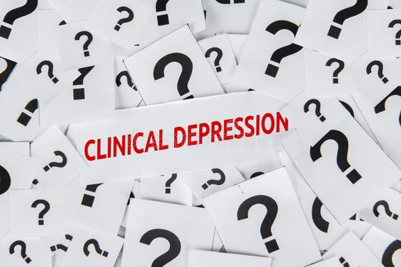 Clinical Depression Text with Question Marks Stock Illustration ...