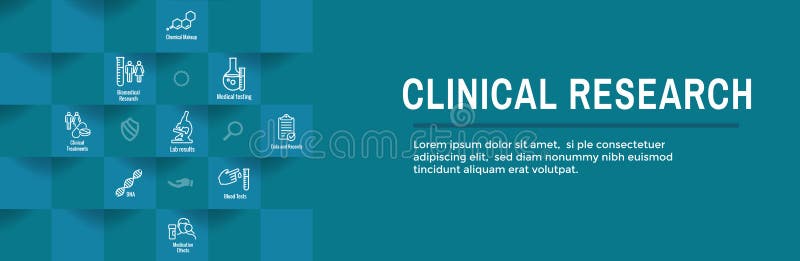 Clinical Research Icon Set and Web Header Banner Stock Vector ...