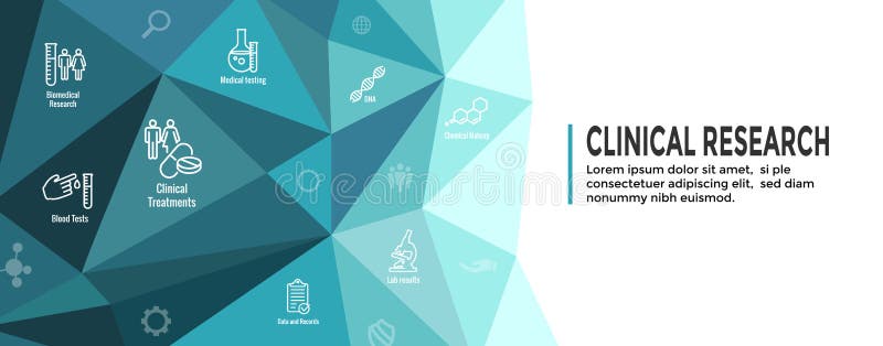Clinical Research Icon Set and Web Header Banner Stock Vector ...