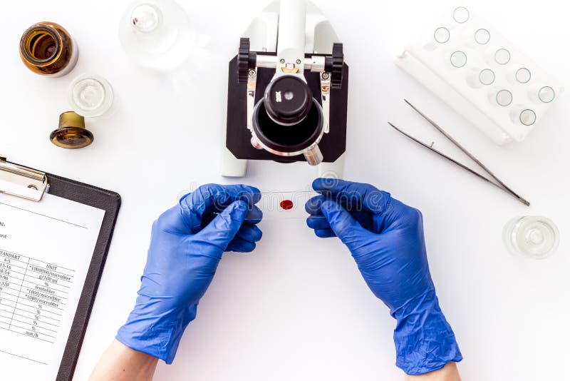 Microscope with Hand Holding Flask, Young Woman Scientist or Chemist ...
