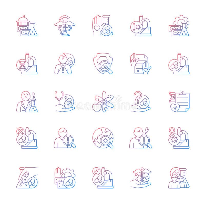 Clinical Trials Gradient Linear Vector Icons Set Stock Vector ...