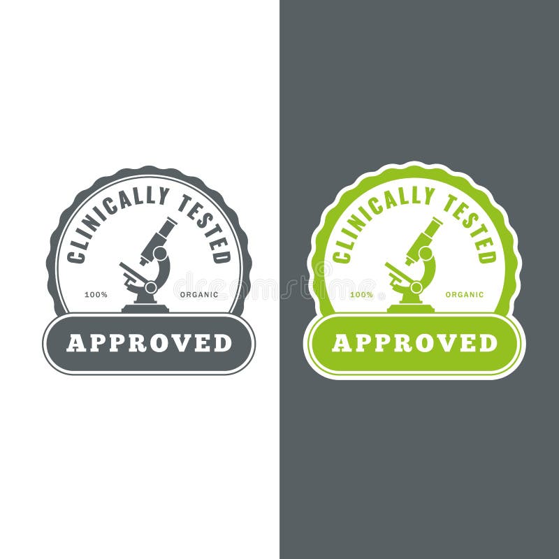 Clinically Tested Label. Approved Badge, Laboratory Analysis Sign ...