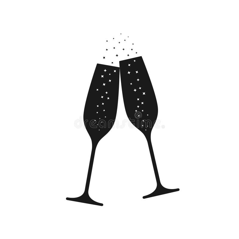 Clink Glasses Champagne Graphic Icon Stock Vector Illustration Of Christmas Symbol 263995753