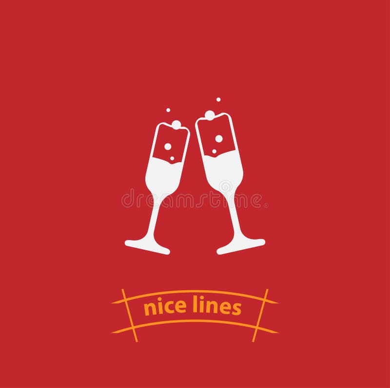 Clink Glasses Isolated Icon. Christmas Design Element Stock Vector ...