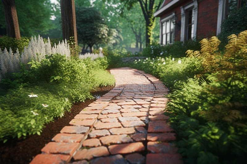Clinker Brick Path To the House, Landscaping. Generative AI Stock Image ...