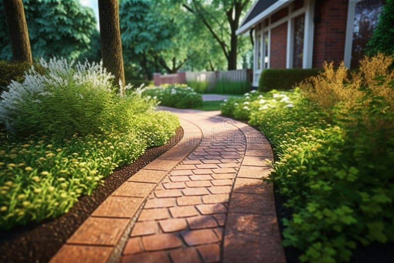 Clinker Brick Path To the House, Landscaping. Generative AI Stock ...