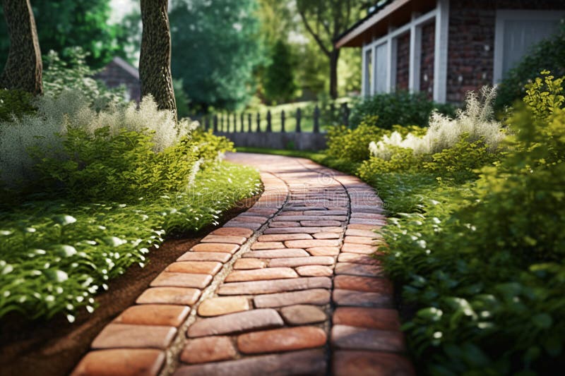 Clinker Brick Path To the House, Landscaping. Generative AI Stock ...