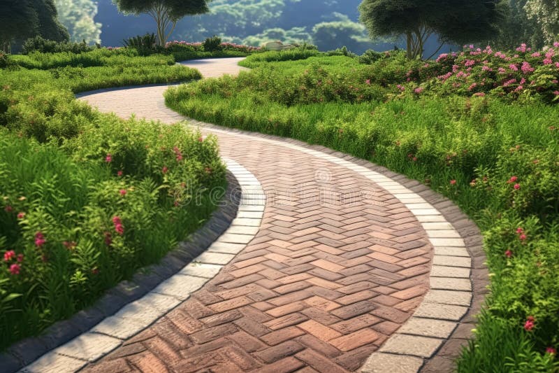 Clinker Brick Path To the House, Landscaping. Generative AI Stock ...