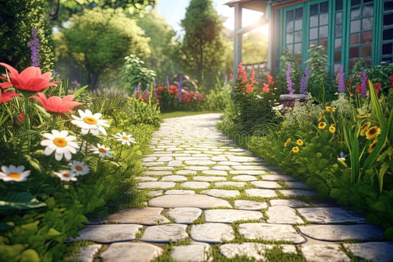 Clinker Brick Path To the House, Landscaping. Generative AI Stock ...