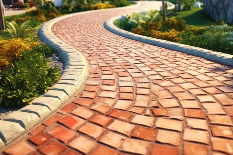 Clinker Brick Path To the House, Landscaping. Generative AI Stock Photo ...