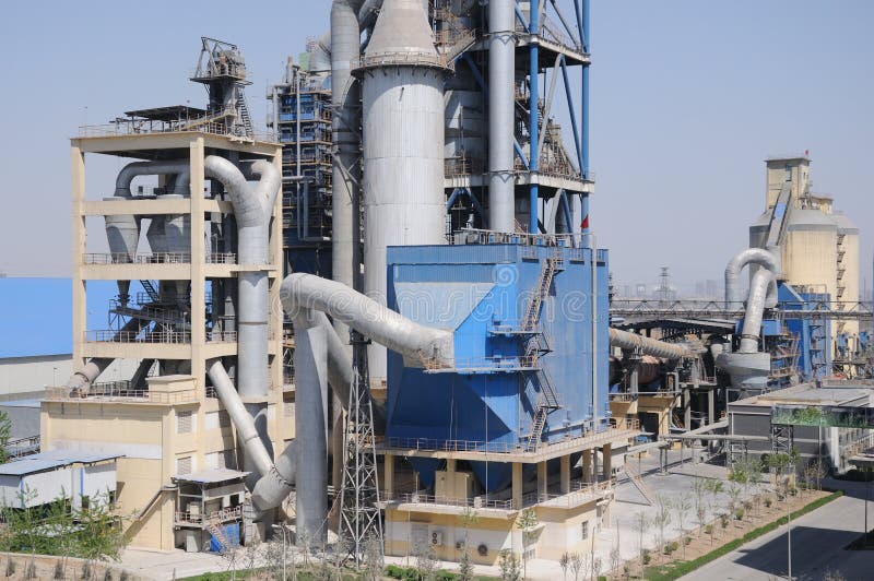 Clinker Storage Silo with a Dust Collector Stock Image - Image of ...