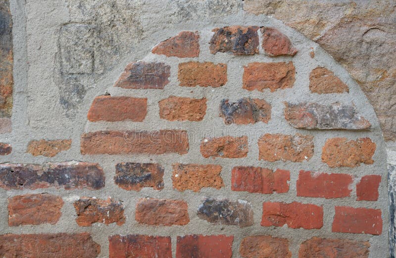 Clinker Wall with Arch, Background Stock Image - Image of clinker, wall ...