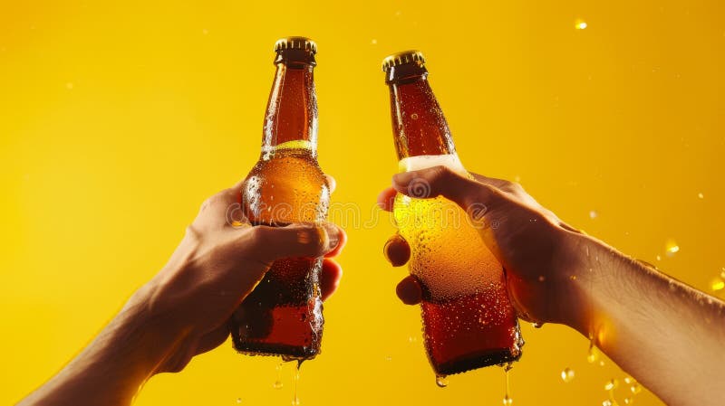 The Clinking Beer Bottles.AI Generated Image Stock Photo - Image of ...