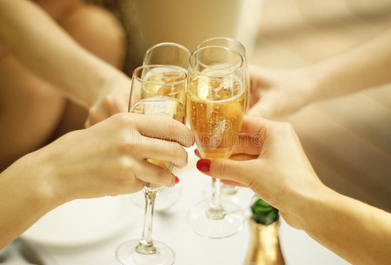 Clinking Glasses of Champagne Stock Image - Image of clinking ...