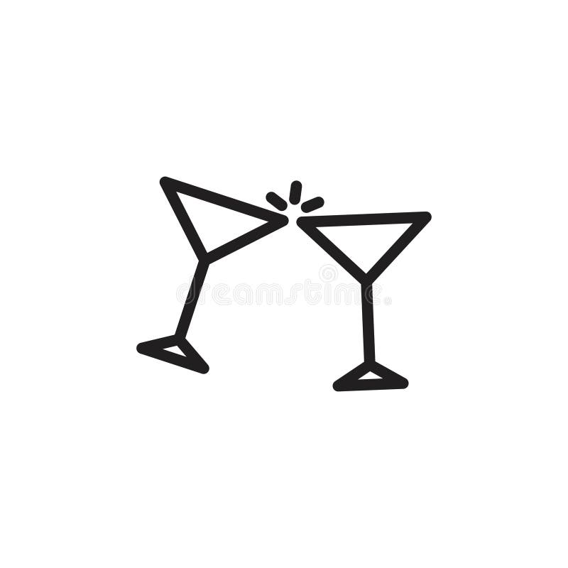 Clinking Glasses Icon Thin Line Flat Illustration Stock Illustration ...