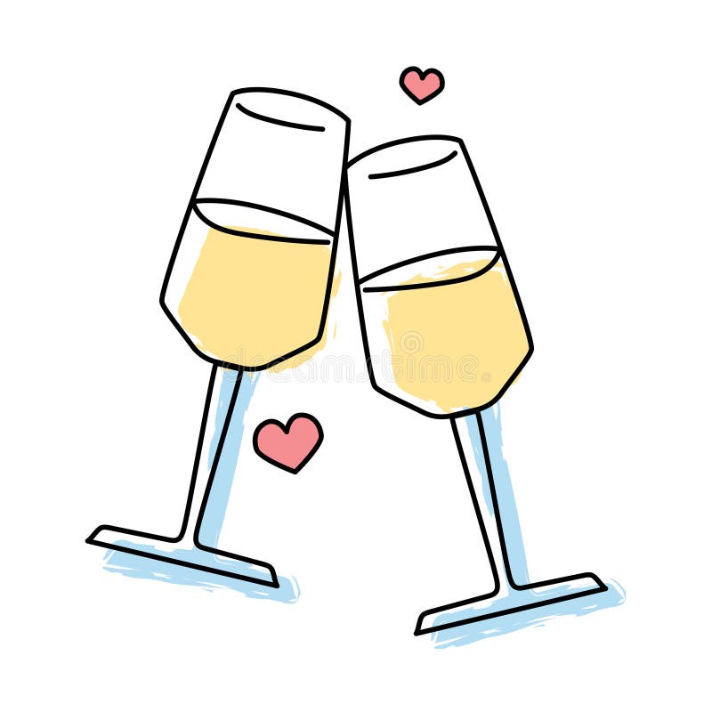 Clinking Wine Glasses. Vector Stock Vector - Illustration of love ...