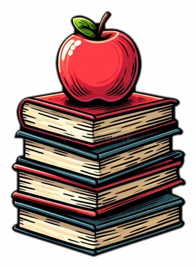 Stack of Books with Apple Clip Art: Classic Symbol of Education and ...