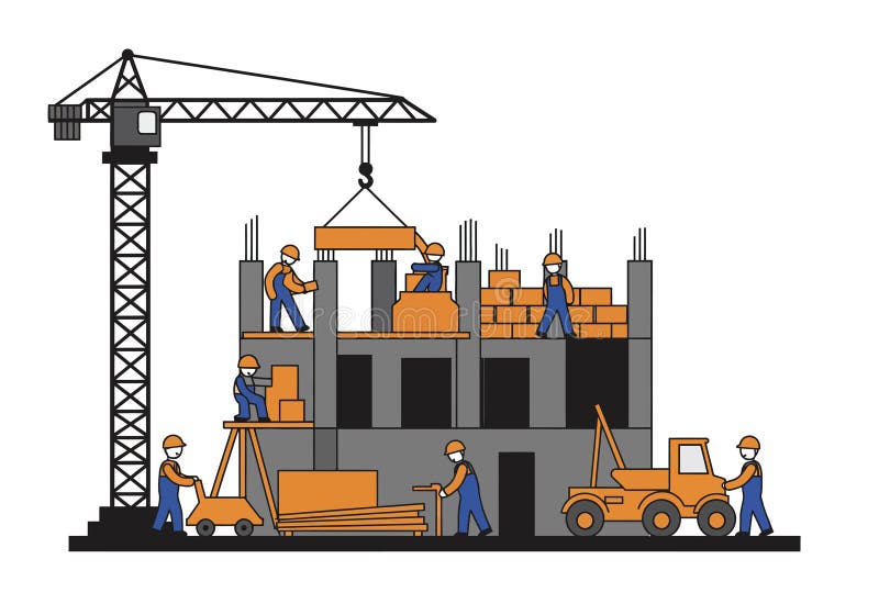 Clip Art of Building Construction Stock Vector - Illustration of work ...