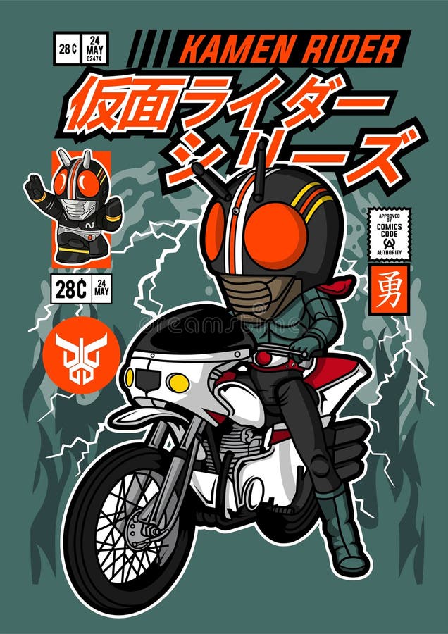 Kamen Rider Motorcycle stock illustration. Illustration of person ...
