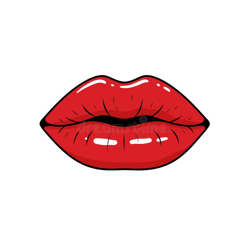 Clip art red lips stock vector. Illustration of lipstick - 371781924