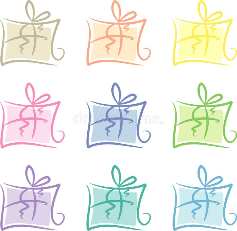 Clip-art Set: Pastel-colored Gift Packages Stock Vector - Illustration ...