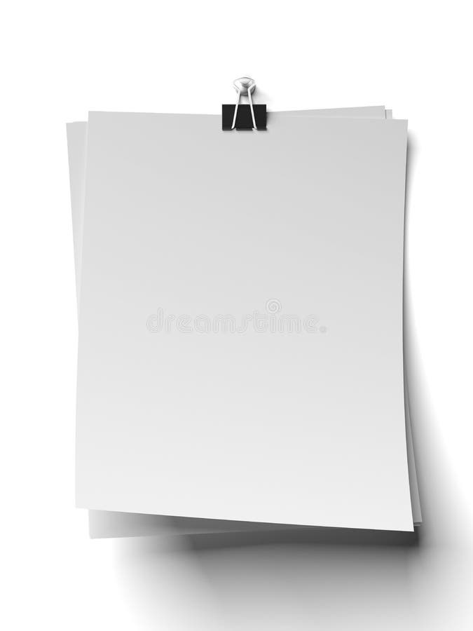 Clip and blank note papers stock illustration. Illustration of path ...
