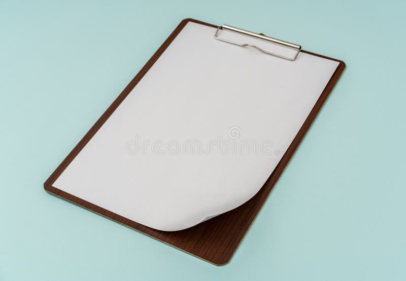 Clip Board and Paper on Blue Background . Stock Photo - Image of note ...
