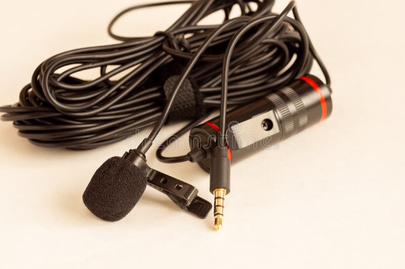 Clip-on Microphone and Long Cable Stock Image - Image of clip, speak ...