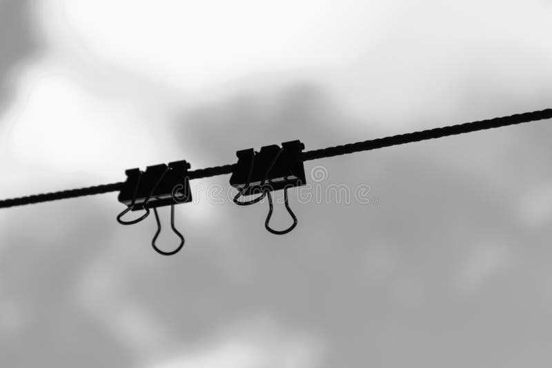 Clip on String with Blurring Blue Sky Background Stock Image - Image of ...