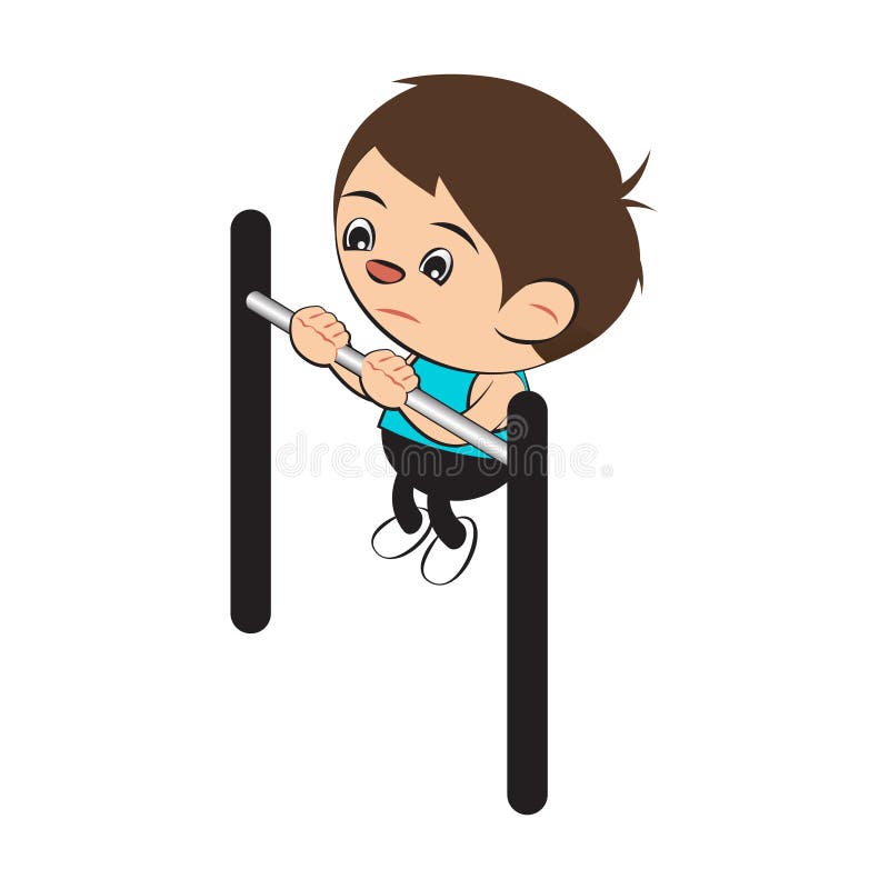 Clipart of Cartoon Version of Man Work Out by Pull Up Stock Vector ...