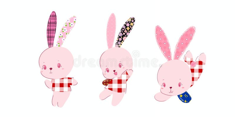 Clipart Cute Pink Rabbit Drawing for Prints Stock Illustration ...