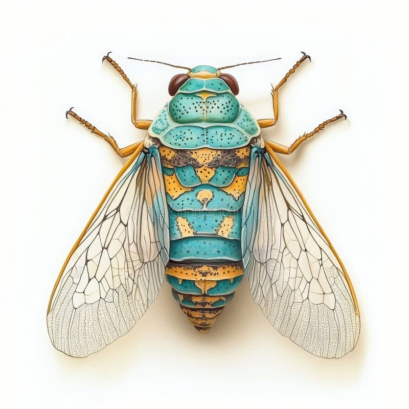 Clipart Featuring a Cicada, Created with Digital Watercolor Techniques ...