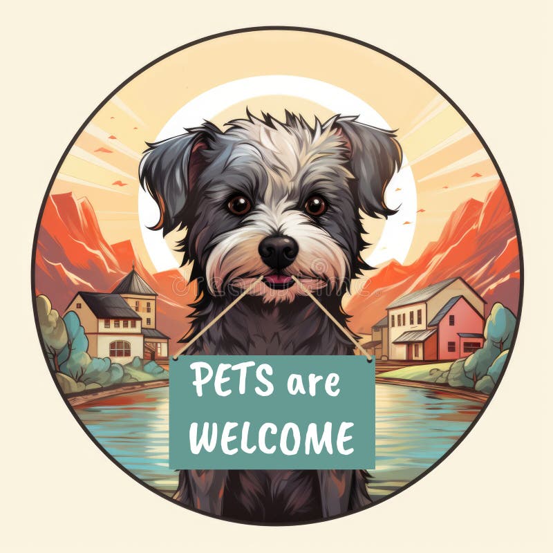 Clipart with Friendly Dog and Text Pet Friendly, Pets are Welcome ...